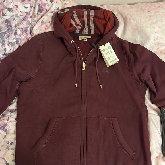 Burberry | Sweaters | Burberry Maroon Zip Up | Poshmark